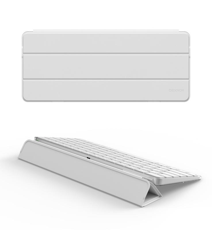 タッチID/ロックキー対応 Apple Magicキーボード用 ハードケース (2021/2024モデル専用) - 防塵・旅行用レザーカバー 磁気閉じ機構＆角度調整機能 ホワイトご注意本製品は、Apple Magic Keyboard（To...
