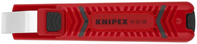 クニペックス(Knipex) ケーブルナイフ ストリッピング作業用 1620-28●ボディー材質：耐衝撃プラスチック●全長(mm)：130 ●ストリッピング能力(φmm)：8.0-28.0 ●ストリッピング能力(φinch)：5/16-1....