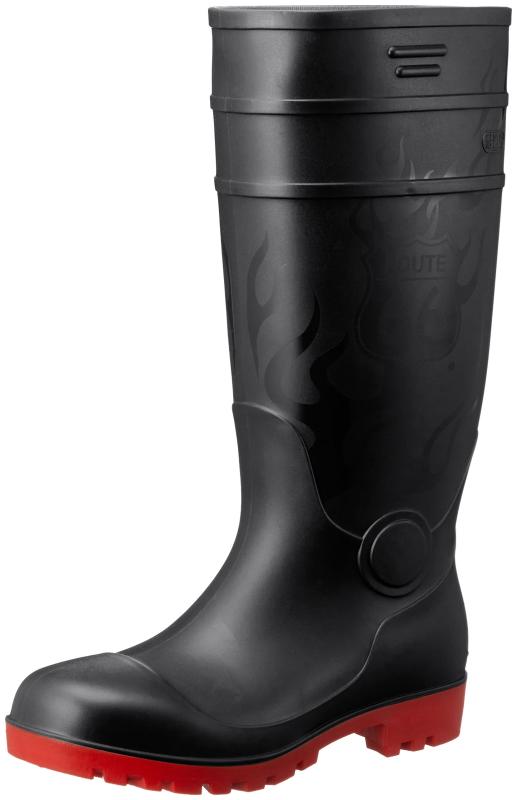 [フジテブクロ] 安全長靴 ルート66 耐油底 抗菌 防臭 PVC 66-80 BLACK LL(26.5~27.0cm)ソールの厚さ:2cm履き口:42cm/筒丈:35cm(計測サイズ24.5~25cm)重さ:860g (片足/24.5~...