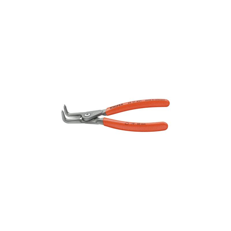 クニペックス KNIPEX 4921-A21 軸用精密スナップリングプライヤー 曲(SB)●対応シャフト径(φmm)：19-60●先端チップ径(φmm)：1.8●先端曲がり角度(°)：90●ヘッド仕上げ：グレー防錆コート●ハンドル仕上げ：プ...
