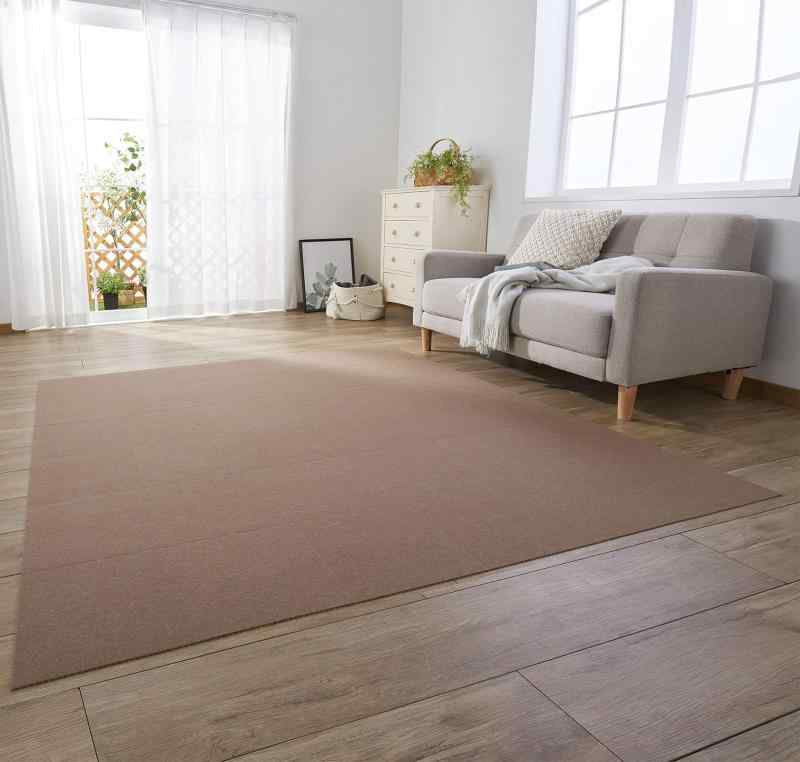 日本製 撥水 消臭 洗えるサンコー ずれない タイルカーペット 30×30cm ブラウン 40枚 フラットタイプ おくだけ吸着 ジョイントマット KF-13おくだけ吸着 床に置くだけでズレない特殊加工2.3畳分 サイズ : 40枚組〈約3....