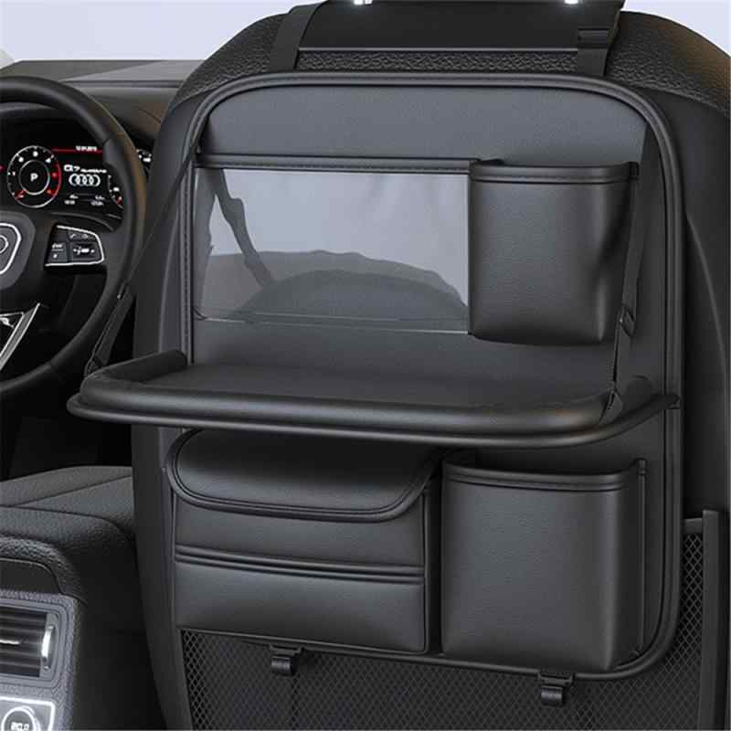 シートバックバッグ 車用収納バッグ 後部座席用収納バッグ 車吊り下げバッグ 助手席用収納ボックス ウォーターカップホルダー ティッシュボックス ダイニングテーブル付き多機能