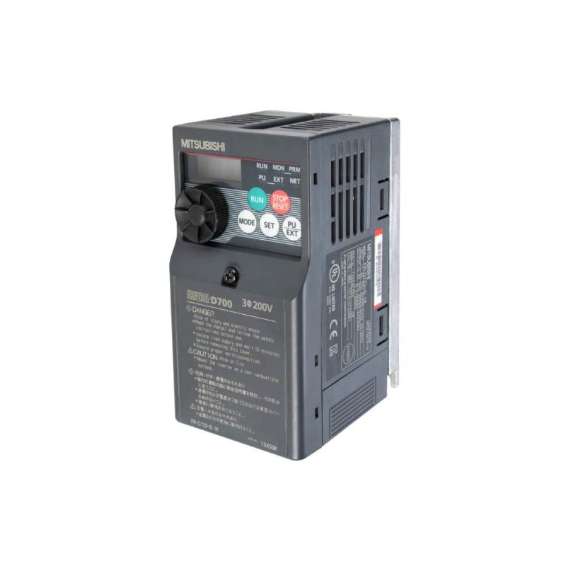 三菱電機 簡単小型インバータ FR-D720-0.1K適用モーター容量（kW）：0.1電圧クラス：200Vクラス電源相数：3相入力制御方式：Soft-PWM制御/高キャリア周波数PWM制御（V/F制御、汎用磁束ベクトル制御、最適励磁制御を選...