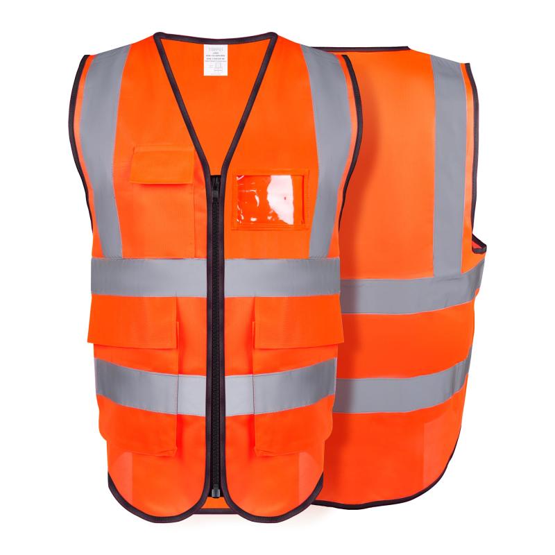 [] 警告チョッキ男女高視認性警備員チョッキファスナー付き反射チョッキ作業チョッキEN ISO 20471