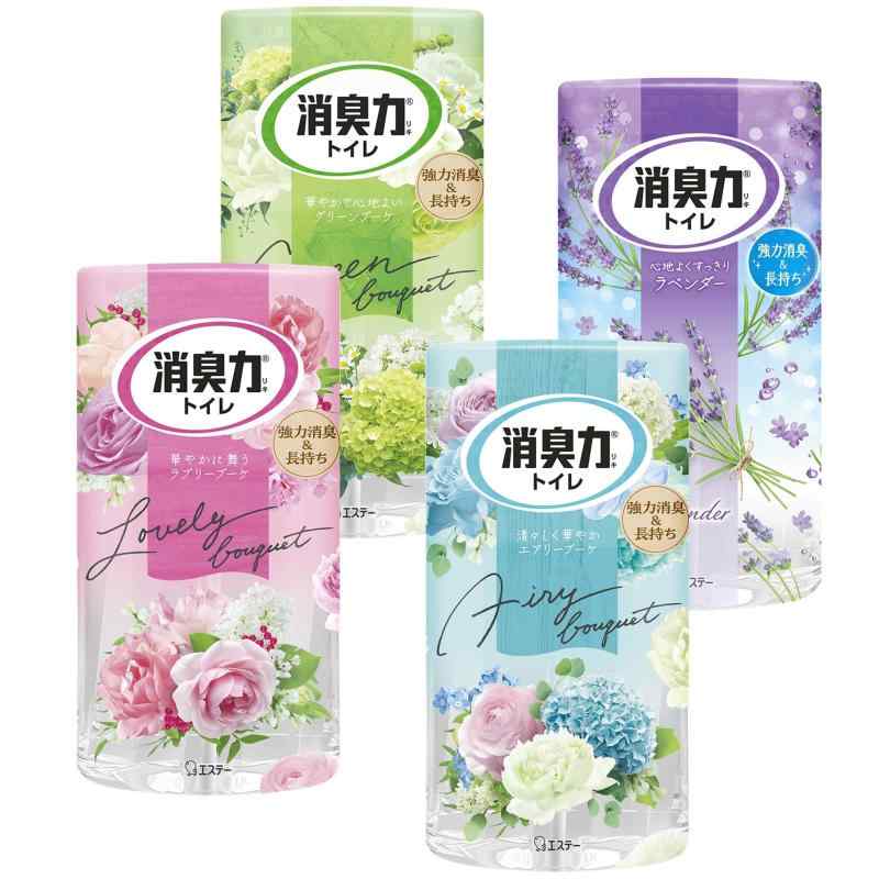 消臭力 [フラワーシリーズ 4種アソートパック] トイレ用 置き型 (ラブリーブーケ・エアリーブーケ・グリーンブーケ・ラベンダー) 400mL×4個 トイレの消臭力 トイレ 置くだけ 消臭剤 消臭 芳トイレ用 香りアソートパックトイレの消臭...