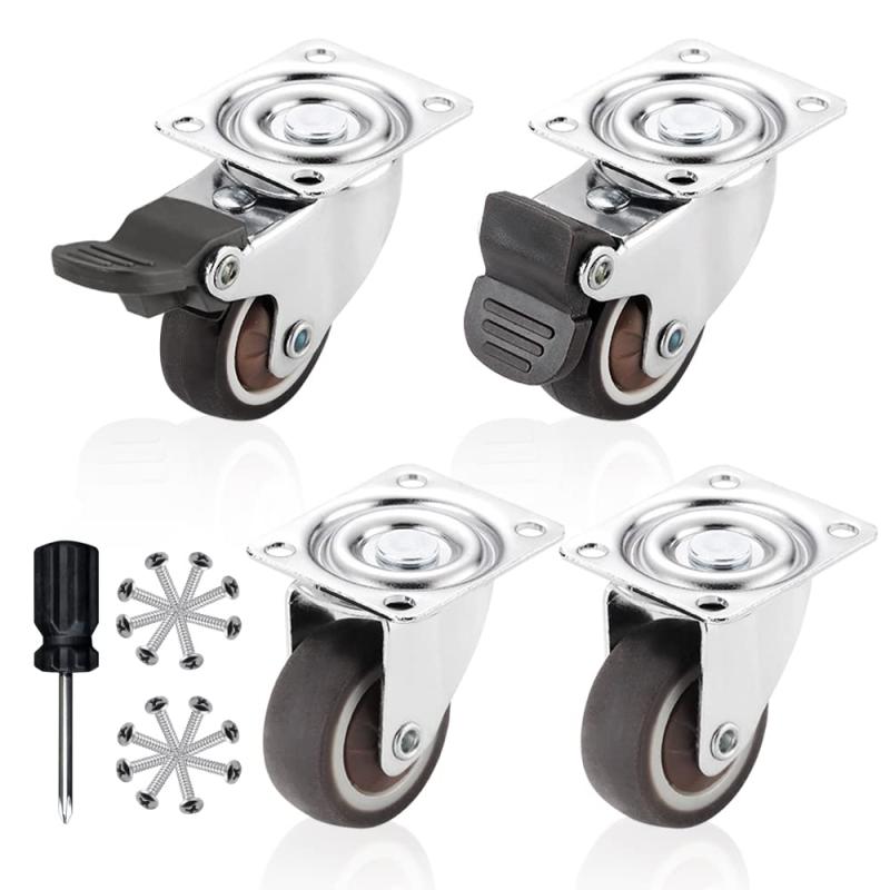 キャスター 4個セット 2インチ キャスター 4個耐荷重200kg 車輪 ブレーキ付き ストッパー付き ダブルロック設計 自在キャスター ネジ付き 高耐久性 単個耐荷重50kg 360度回転DIY家具交換キット