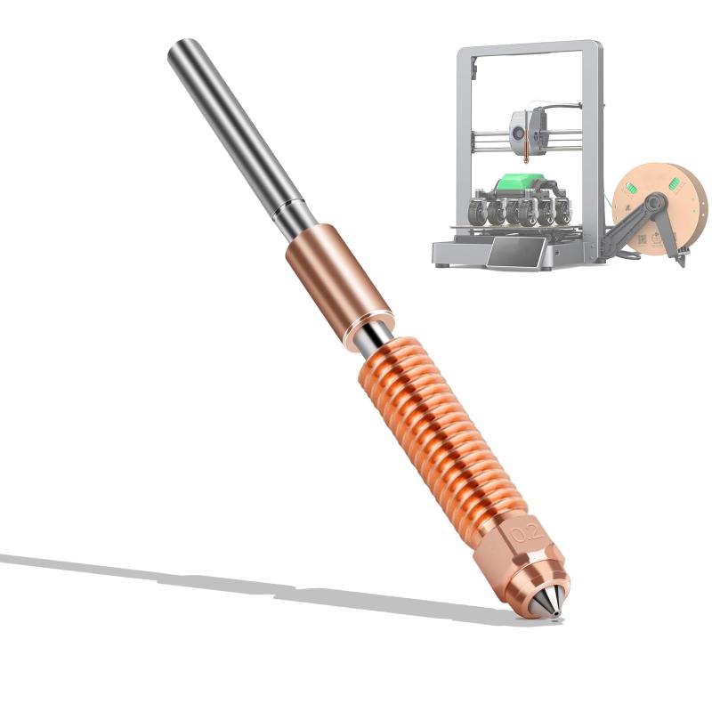 3dプリンター ノズル K1Cノズル 0.2mm クイックスワップ 高速印刷 互換性 Ender-3 V3 K1C/K1 Max 3Dプリンターに適用 一体型 銅合金と硬化鋼高速印刷をサポート、ノズルキャビティを拡大し、ノズルは最大流量 3...