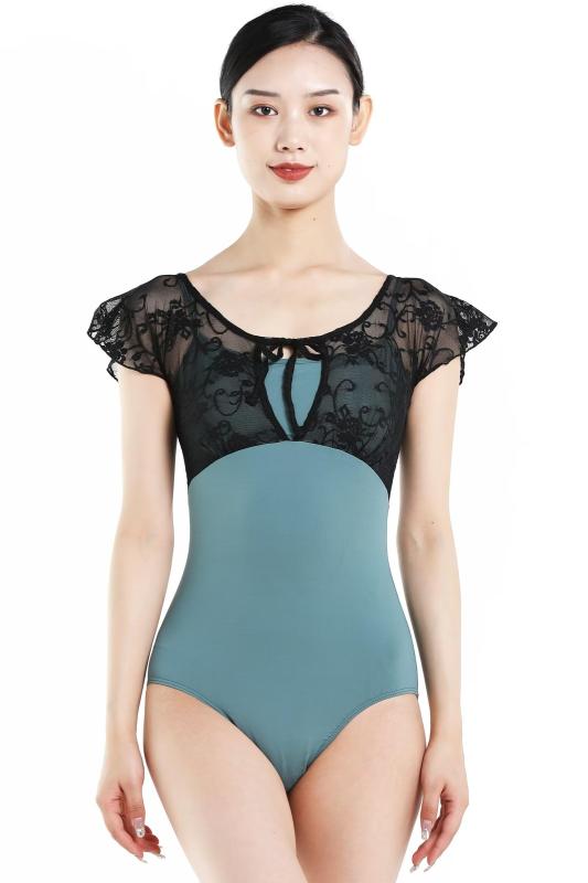 [] バレエ レオタード 大人半袖レースダンス レオタードかわいいダンスドレスは、快適で通気性のあるラカ生地ファブリックと弾力性のあるレースフラワーネットで構成されています。シンプルで寛大な四角い襟は。柔らかくて弾力性のあるレースの半袖。レ...