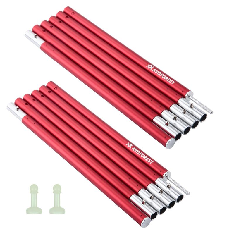 アルミポール タープポール 直径19MM 軽量 2本セット 最長204cm 6節連結 コンパクト 持ち運び便利 アルマイト加工 収納バッグ付き テント タープ バイク/自転車キャンプ1