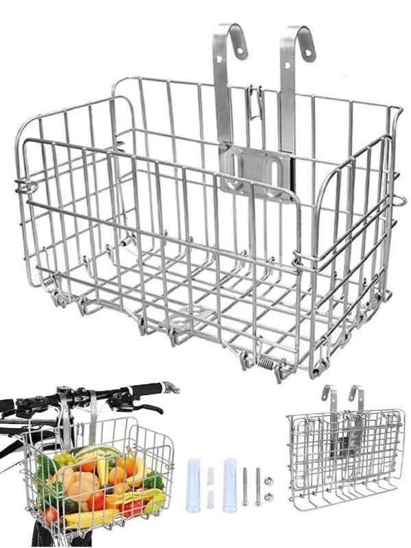 自転車用バスケット カゴ 前かご 後ろかご 折り畳み 簡単脱着 耐荷重20kg 大容量 通勤車等用 ステンレス製🚲製品基本情報セット内容:自転車かご、取り付け部品。重さ:約950g。サイズ:32.5×20×22cm。 素材:...