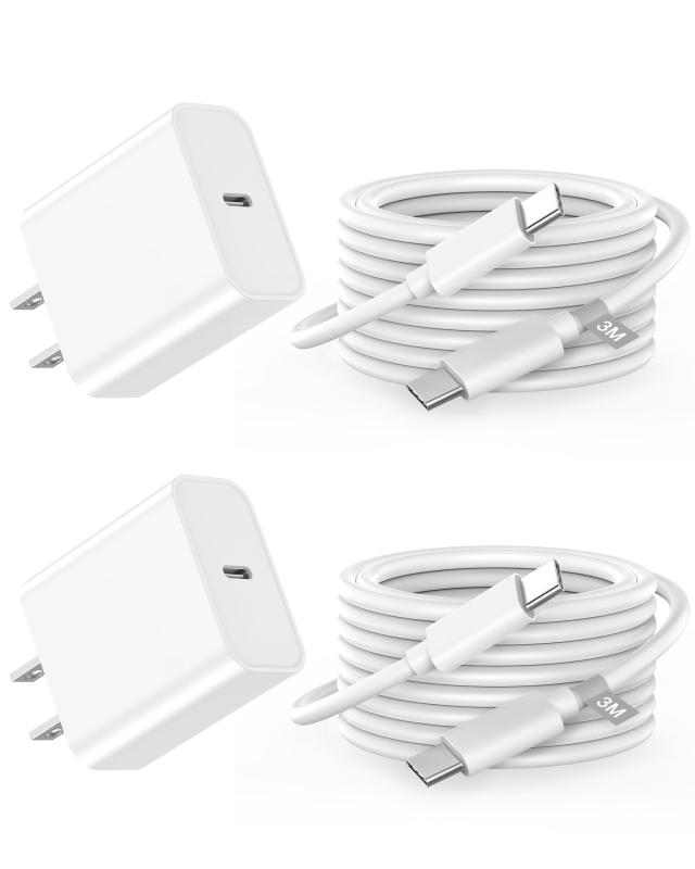 iPhone 17 16 15 タイプc 充電器 type-c 20W PD 急速充電器 2個セット[正規/PSE認証済み] USB C-C 充電ケーブル 3M付き usb-c コンセント 対応 iPhone 17 16 15 Pro Ma...