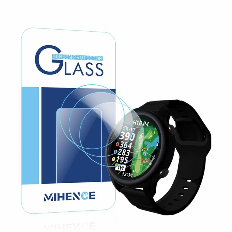 3枚入り Mihence Compatible for Shot Navi VELLIX V12 保護フィルム, 9H ガラス保護フィルム 対応 VELLIX V12 / S42 watchスマート腕時計 ラウンドエッジ ウォッチ指紋防止保...