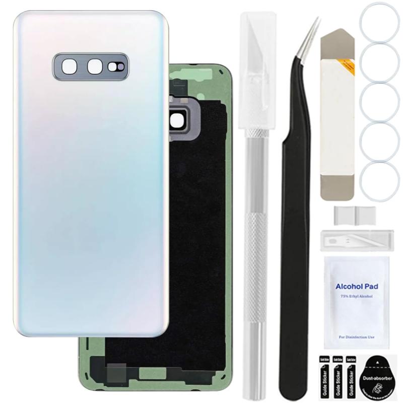 for Samsung ギャラクシー S10e G970F G970U G970W のための前取付けられたカメラ レンズそして防水前切口のステッカーが付いている for Samsung ギャラクシー S10e の背部ガラス カバー取り替え電...