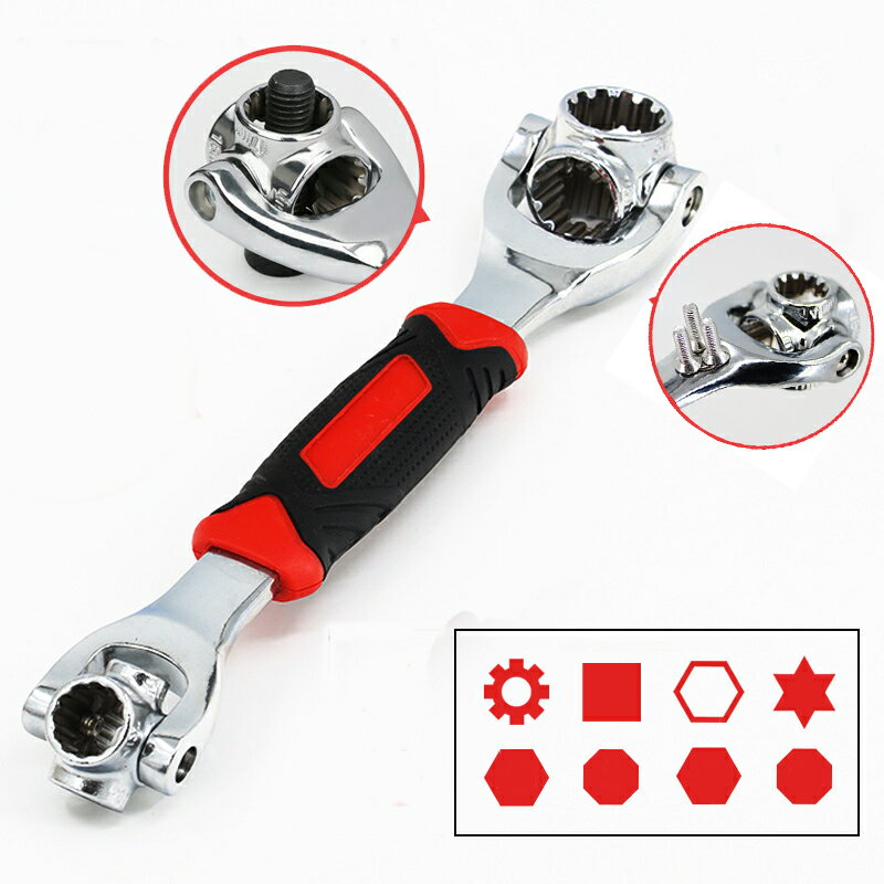 【52in1】 このユニバーサルレンチは、8mmから19mmまでのボルトやナットに合わせてることができ、52種類の異なるヘッドに対応します。 【360度回転設計】 独自の回転機能により、どんな角度からでも簡単にボルトやナットをロックできます...