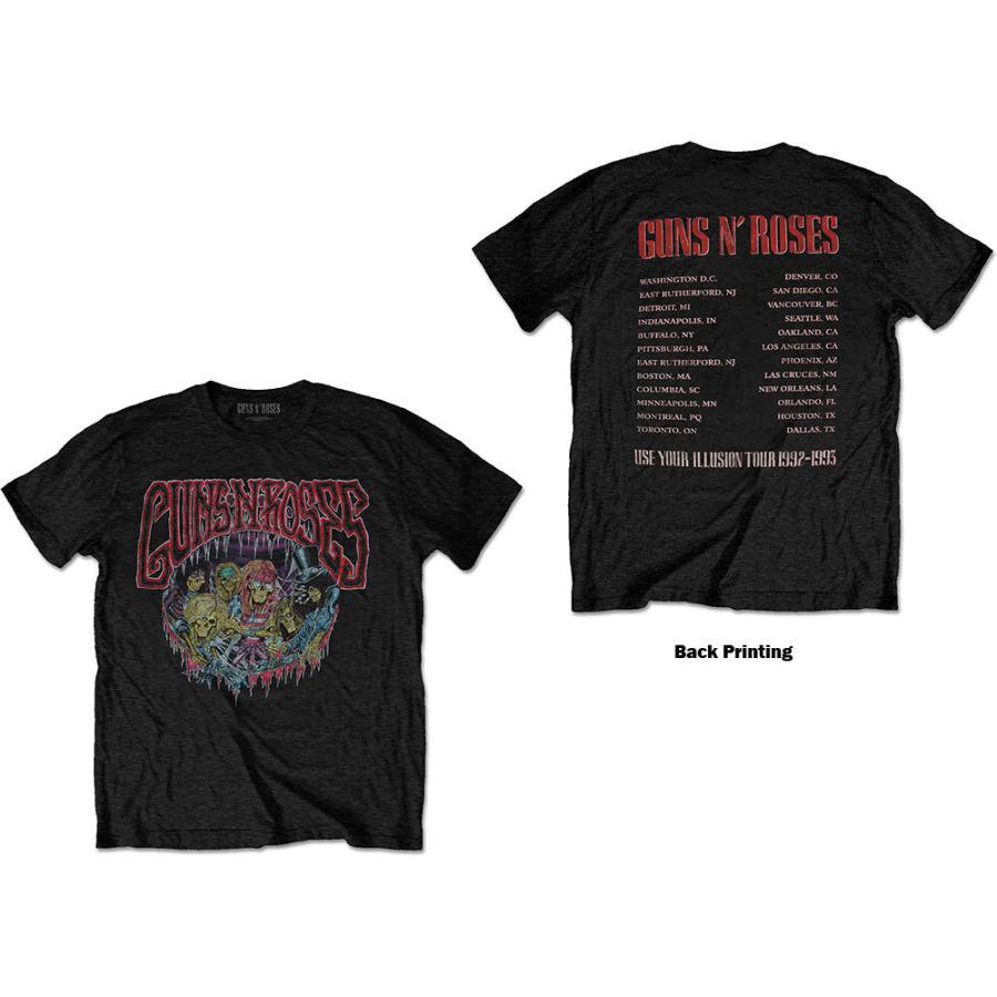 GUNS N' ROSES UNISEX T-SHIRT: ILLUSION TOUR (BACK PRINT) 正規品80年代後半に突如シーンに登場し、当時のROCK KIDSを熱狂のウズに巻き込み、数多くのフォロワーを生み出した最強のロ...