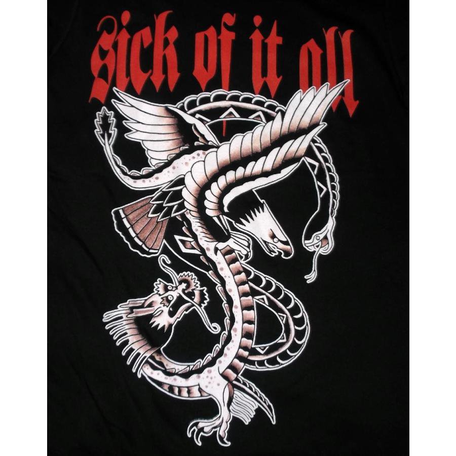 SICK OF IT ALL : EAGLE MENS TEE80年代にNYクィーンズ・エリアを震撼させたNYHCの生ける伝説、シック・オブ・イット・オールのTシャツ「EAGLE」です。フロントに、セーラージェリースタイルのイーグル&スネー...