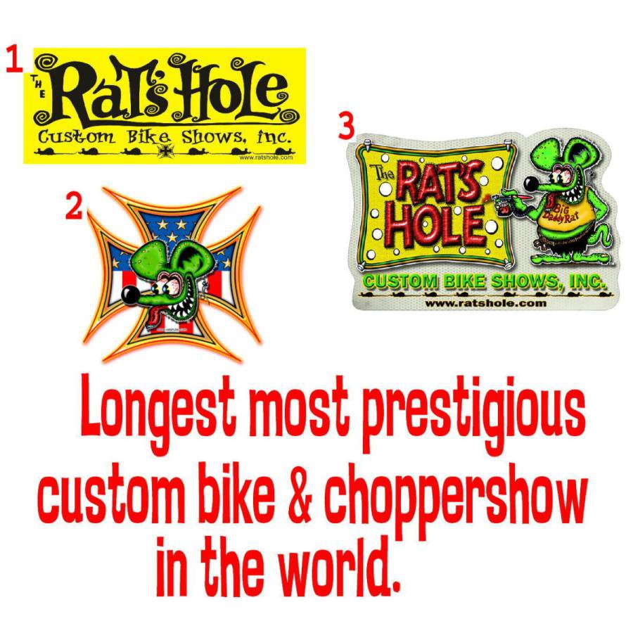 Rat's Hole Bike Show StickerLongest most prestigiouscustom bike & choppershow in the world.1973年よりカール・スミス「ビッグダディラット」(Kar...