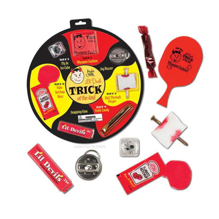 Li'l Devil's Trick of the Day Prank Collection7 "hilarious" tricksIncludes whoopee cushion & joy buzzerDesigned for a wh...