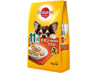 11歳頃からの愛犬に必要な栄養がバランス良くとれる総合栄養食です。愛犬の大好きなチキンに、ビタミン豊富な緑黄色野菜とささみを加えました。原材料：肉類(チキン、ささみ、ビーフ)、野菜類(にんじん、いんげん、じゃがいも)、植物性タンパク、食物繊...