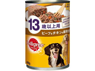 13歳頃からの愛犬に必要な栄養がバランス良くとれる総合栄養食です。愛犬の大好きなビーフとチキンをベースに、緑黄色野菜を加えました。抗酸化成分ビタミンC、Eを強化。原材料：肉類(チキン、ビーフ等)、野菜類(にんじん、ほうれんそう)、食物繊維、...