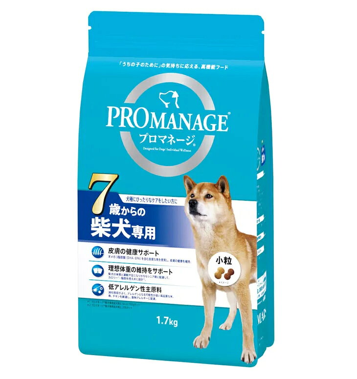 7歳からの柴犬の犬種特徴にぴったりなケアを。「うちの子のために」の気持ちに応える、高機能フードです。原材料：米、チキン、チキンエキス、とうもろこし、さとうもろこし、コーングルテン、大豆タンパク、家禽類、鶏脂、シュガービートパルプ、サンフラワ...