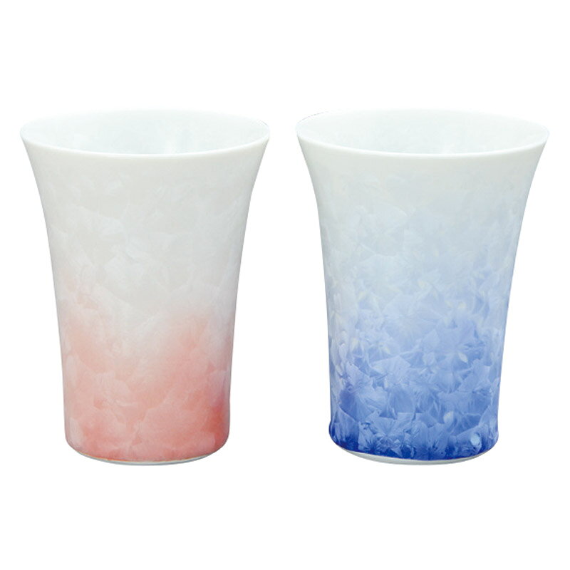 シンプルな器体を華やかに彩る結晶釉が特徴的なうつわです。商品内容：フリーカップ（約240ml）（約80×80×110mm）×2個　 材質：磁器　 原産国：日本製　
