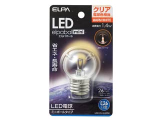 ミニボールG40形タイプ ■ 消費電力が少なく長寿命の省エネ設計 ■ 屋内装飾照明に最適です 商品情報 型番LDG1CL-G-G256口金E26本体サイズ（mm）全長61×外径40定格消費電力(W)1.4定格入力電流(A)0.016設計寿命...