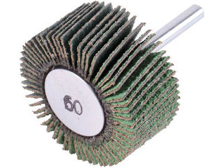 【特長】研削スピードが通常の2倍・研削量も2倍以上のスピード＆耐久性があるフラップホイールです。フラップを斜め植えつけしています。ジルコニア砥材を使用しているので重研削と長寿命です。【用途】サビ落とし、バリ取り、パイプの内面研磨。金属、木工...