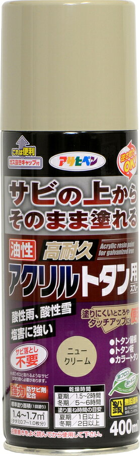 【特徴・仕様】塗りにくいところやタッチアップに便利。サビの上から直接塗れる、トタン用の高光沢塗料です。特殊強力防錆剤がサビの進行を抑え、長期間素材をサビから保護します。特殊アクリル樹脂の採用で耐候性が良好です。容器を逆さにした状態でも吹き付...