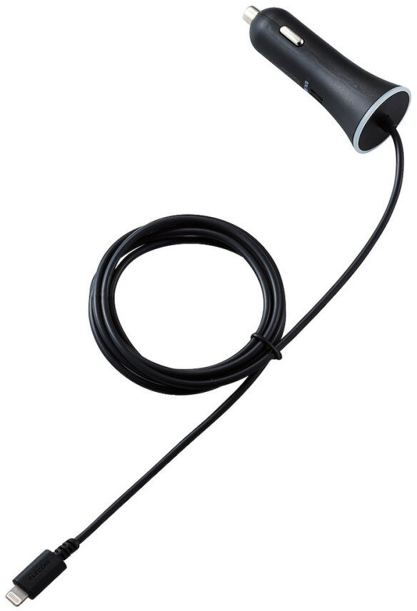 ●12/24V車に対応するLightningケーブル一体型の車載充電器。最大12W（5V/2.4A）出力でiPhoneやiPadを充電できます。約150cmの長いケーブルで取り回しがしやすく後部座席などでも使用可能です。■アクセサリソケット...