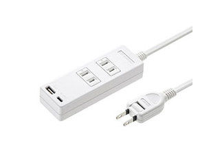 TAP-B101UC-2W●USB出力合計2.4A仕様で、USB-Aポート、Type-Cポートともに最大5V・2.4A出力です。●差込口は、2P2個口のホコリ防止用のシャッター付きです。●プラグは、火災発生の原因にもなりうるトラッキング火災...
