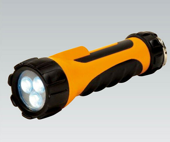 ●白色LED3灯搭載で周囲を明るく照射●ラバーで衝撃を吸収し、ライトをしっかりガード●雨の中でも使える防雨形(lPX3) 商品情報 使用電池単一形アルカリ乾電池×2本(別売)連続点灯時間約50時間　※アルカリ乾電池使用時　　※電池の性能、使...
