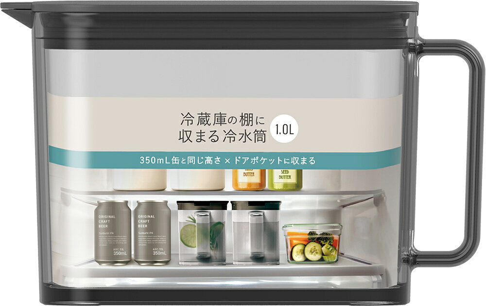 350ml缶と同じ高さ,ドアポケットに収まるハンドル付で注ぎやすい,ワンプッシュでオープンできますパッキン付きで漏れにくい 商品情報 サイズ(mm)幅96×奥行186×高さ116材質本体/AS樹脂　フタ,栓/ポリプロピレン パッキン/シリコ...