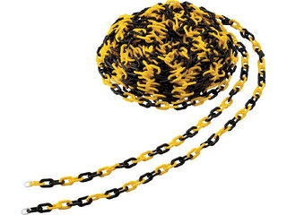 【特長】プラスチック製で軽量タイプのチェーンです。使用場所に応じて必要な長さにカットできます。【用途】人の誘導や進入禁止用の間仕切り。【仕様】色：イエロー/ブラック径(mm)：6長さ(m)：30黒と黄色は2リンクごとに入れ替わり。【材質/仕...