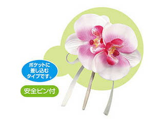 ATC85047X20ふんわり軽やかな花びらが素敵な胡蝶蘭です。胸に飾れる安全ピン付きポケットにさしこめます。商品サイズ(単位mm):約100×150×35mmセット内容:安全ピン付重量(g):5g材質:ポリエステル、スチール包装サイズ:1...