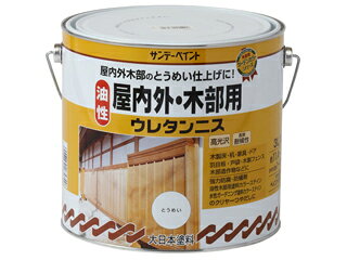 屋内外木部のとうめい仕上げに。耐候性に優れています。光沢のある透明な塗膜を形成し木材を日光・風雨から守ります。 商品情報 商品サイズ縦180×横140×高さ180(mm)容量3L色トウメイ #265749　