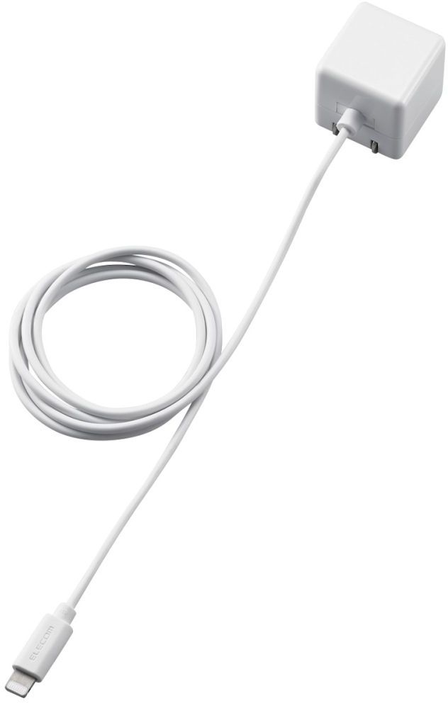 家庭用コンセントからLightningコネクタ搭載のiPhoneやiPad、iPodを充電できるLightningケーブル一体型のAC充電器ですケーブルの長さは1mです●携帯に便利なコンパクト設計のかわいいキューブ型デザインを採用しています...