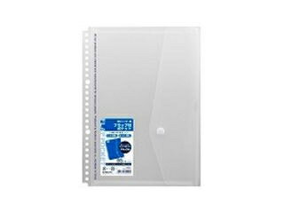 【材質】半透明カラーPPシート【本体サイズ】W197×H262mmバインダーに使えるフラップ付きポケット。B5の書類を折らずにそのまま入れることができます。■規格：26穴（2穴兼用）■ホック付■B5判用 商品情報 入数1冊 JHP04T　