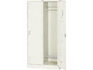 【仕様】タイプ：2人用間口(mm)：900色：ネオグレー奥行(mm)：515高さ(mm)：1790付属品：鏡・タオル掛・傘立・滴受・ハンガーパイプ・フック・網棚1マス有効内寸(mm)間口×奥行×高さ：393×465×1650鍵：シリンダ錠式...