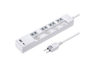 TAP-B102UC-2W●USB出力合計2.4A仕様で、USB-Aポート、Type-Cポートともに最大5V・2.4A出力です。●差込口は、2P4個口の個別スイッチ付きで、ホコリ防止のシャッター付きです。●プラグは、火災発生の原因にもなりう...