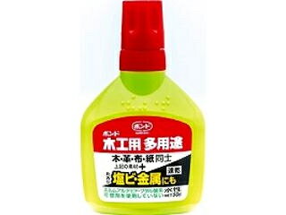 木材・布・革・紙同士の接着と片面が金属・プラスチックにも接着できる接着剤です。水性・速乾タイプ。乾燥後ほぼ透明。＃05503。■内容量：50g　■ボトルタイプ 商品情報 入数1個 #05503　