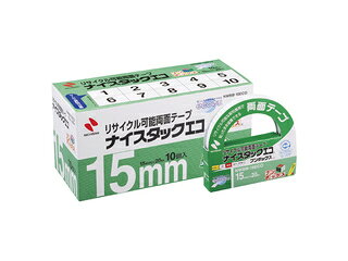 ●寸法：幅15mm×長20m●テープ厚：0．08mm●用途：紙用●材質：基材／ホルダー／巻芯／はく離紙＝古紙使用，粘着剤＝離解性粘着剤（アクリル系）●カッター付 商品情報 品番NWBB-15ECO入数1箱 NWBB15ECO　