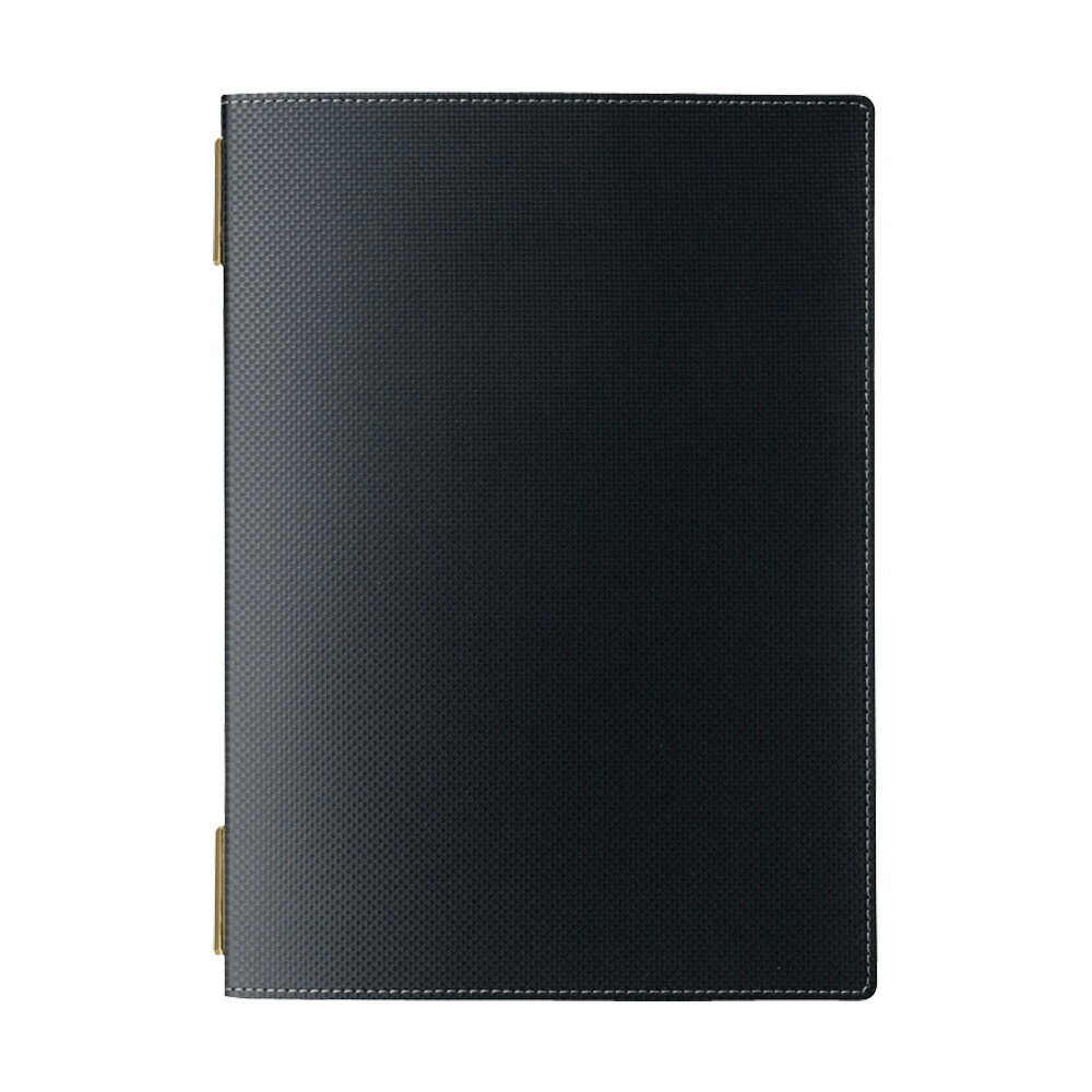 ●メーカー品番：GB-111●カラー：ブラック●幅×高さ(mm)：232×319●用紙サイズ：A4●ページ仕様：ビニール付4ページ●HighClassMenuハイクラスメニュー●ピンタイプ※ピンホールとコの字の切り込みでメニューがズレにくく...