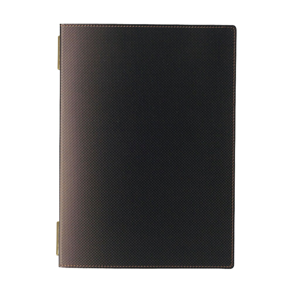 ●メーカー品番：GB-111●カラー：ブラウン●幅×高さ(mm)：232×319●用紙サイズ：A4●ページ仕様：ビニール付4ページ●HighClassMenuハイクラスメニュー●ピンタイプ※ピンホールとコの字の切り込みでメニューがズレにくく...