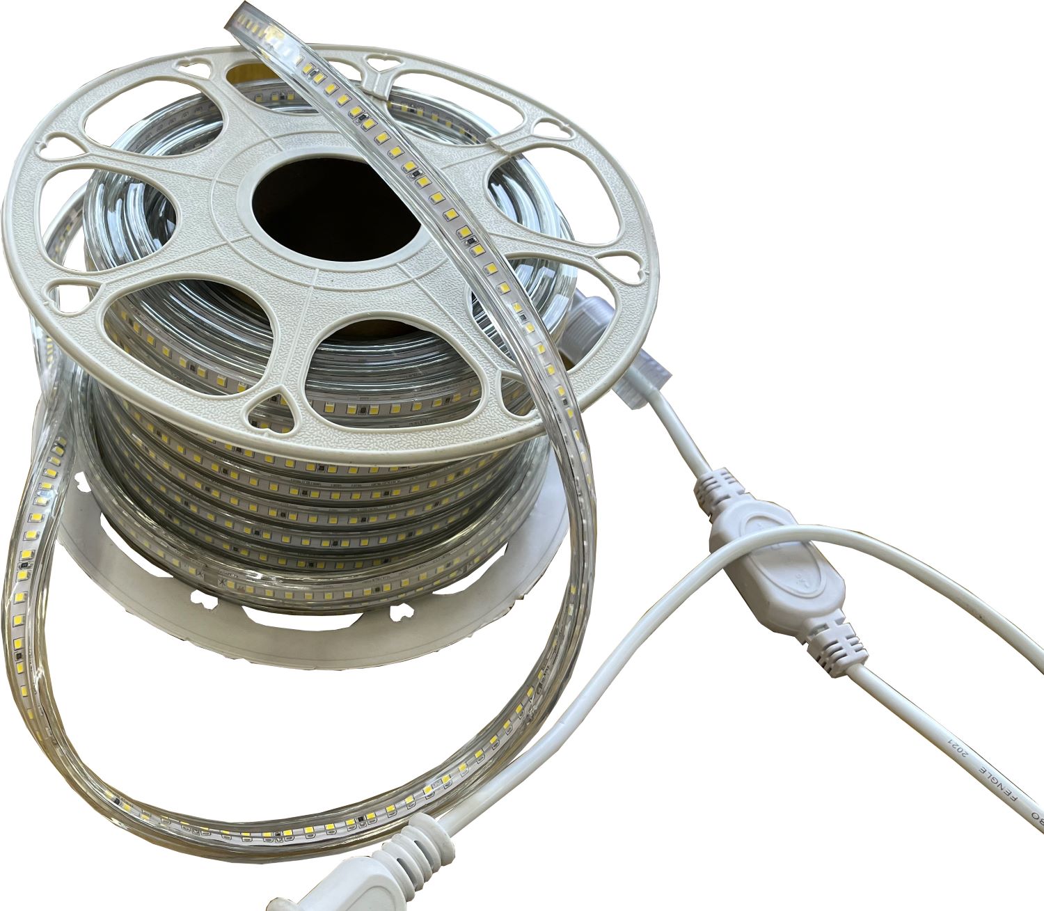 LED ロープライト 両面発光 20m 電源付 昼光色 6000K ホワイト FRL-W20M-W●用途：駐車場・庭・廊下・階段などの家や店舗の照明や、公園の池・噴水などの間接照明のほか、道路工事や工場、災害時の照明に●ロープ部の長さ（約）...