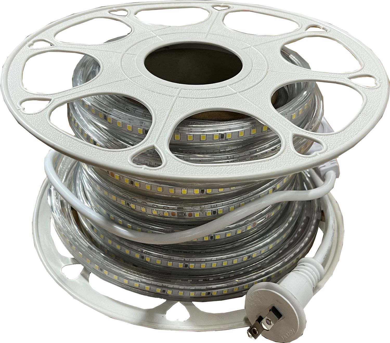 LED ロープライト 両面発光 10m 電源付 昼光色 6000K ホワイト FRL-W10M-W●用途：駐車場・庭・廊下・階段などの家や店舗の照明や、公園の池・噴水などの間接照明のほか、道路工事や工場、災害時の照明に●ロープ部の長さ（約）...