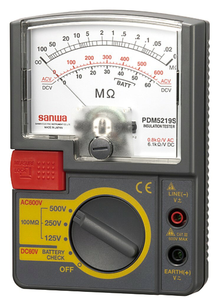 ●各定格測定電圧(125V/250V/500V)の絶縁抵抗値(0.02Mオメガ〜100Mオメガ)●電圧(AC 600V/DC 60V)測定。●首掛けストラップ付き専用ケース付属。●使用頻度の高い定格測定電圧(125V/250V/500Vを配...