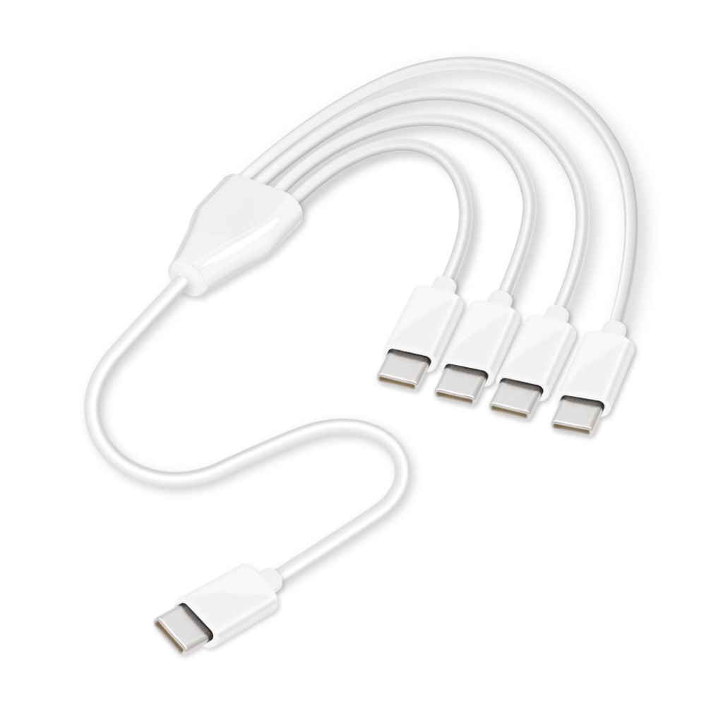 4台同時に充電できるTYPE-C分岐ケーブル。合計出力5V/3Aに対応しており、スマートフォン、タブレット、ワイヤレスイヤホン、ゲームコントローラーなど、複数の機器をまとめて充電できます。ケーブルの長さは約50cmと取り回しやすく、絡まりに...