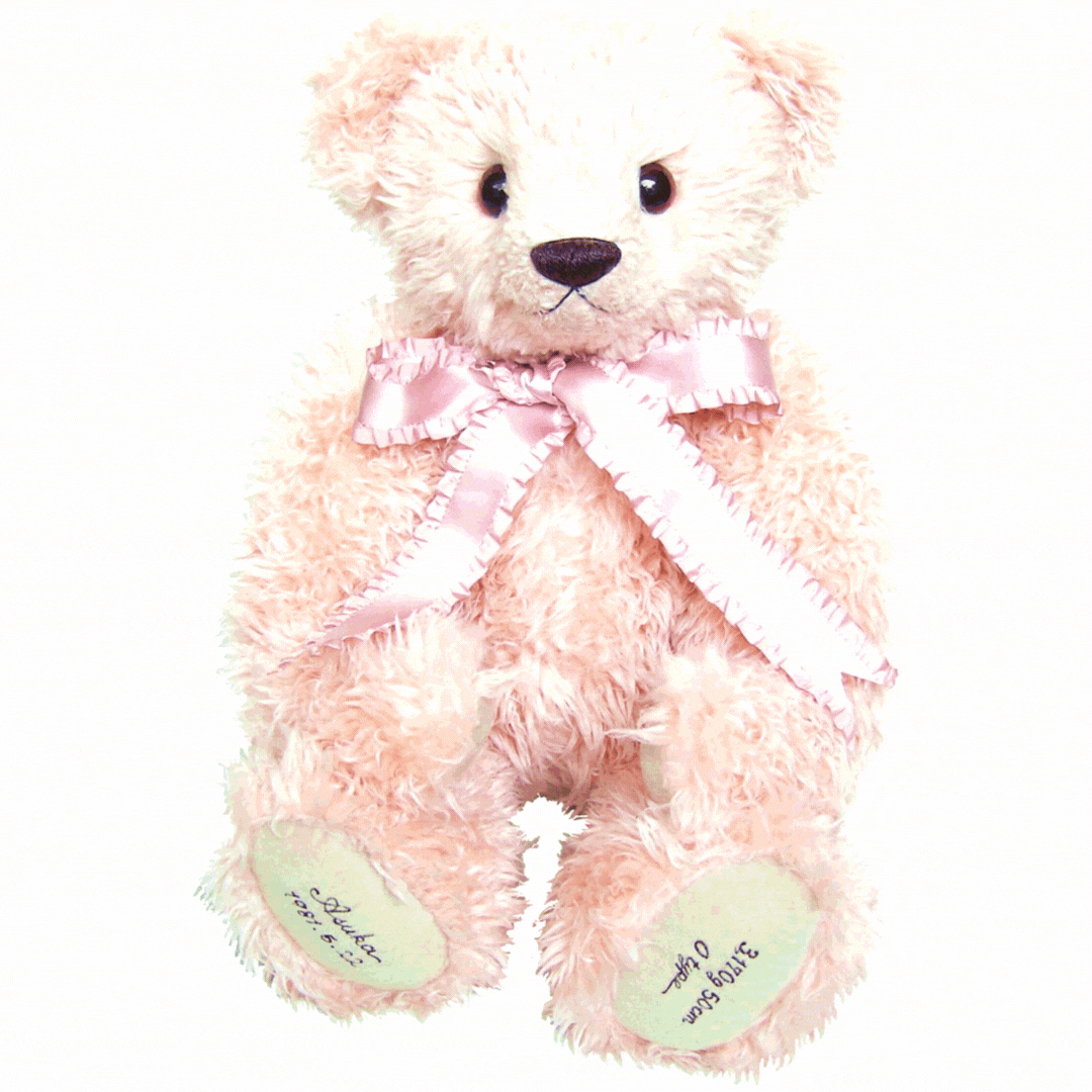 身長約56cm ★毛足の長いウェーブの強いアクリルファー（毛足約2cm）、プラスチックアイプラスを用い、生まれた時の体重でとっても可愛らしいテディベア・ウェイトベアを制作しています。 頭・手・足にはプラスチックジョイントを内蔵し、手足を上げ...