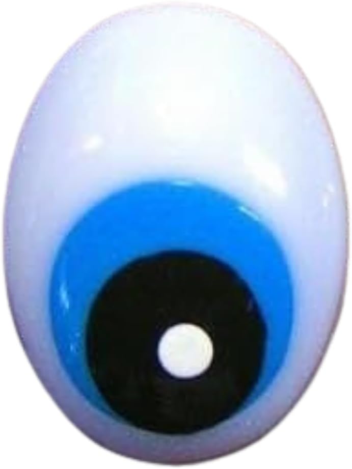 サイズ　：　縦19mm　横14mm　1ペア コミカルな表情や個性的な表情を作りたいときにおすすめのプラスチックアイです。 ※裏は棒部分に座金でセットする「座金タイプ」になっています。